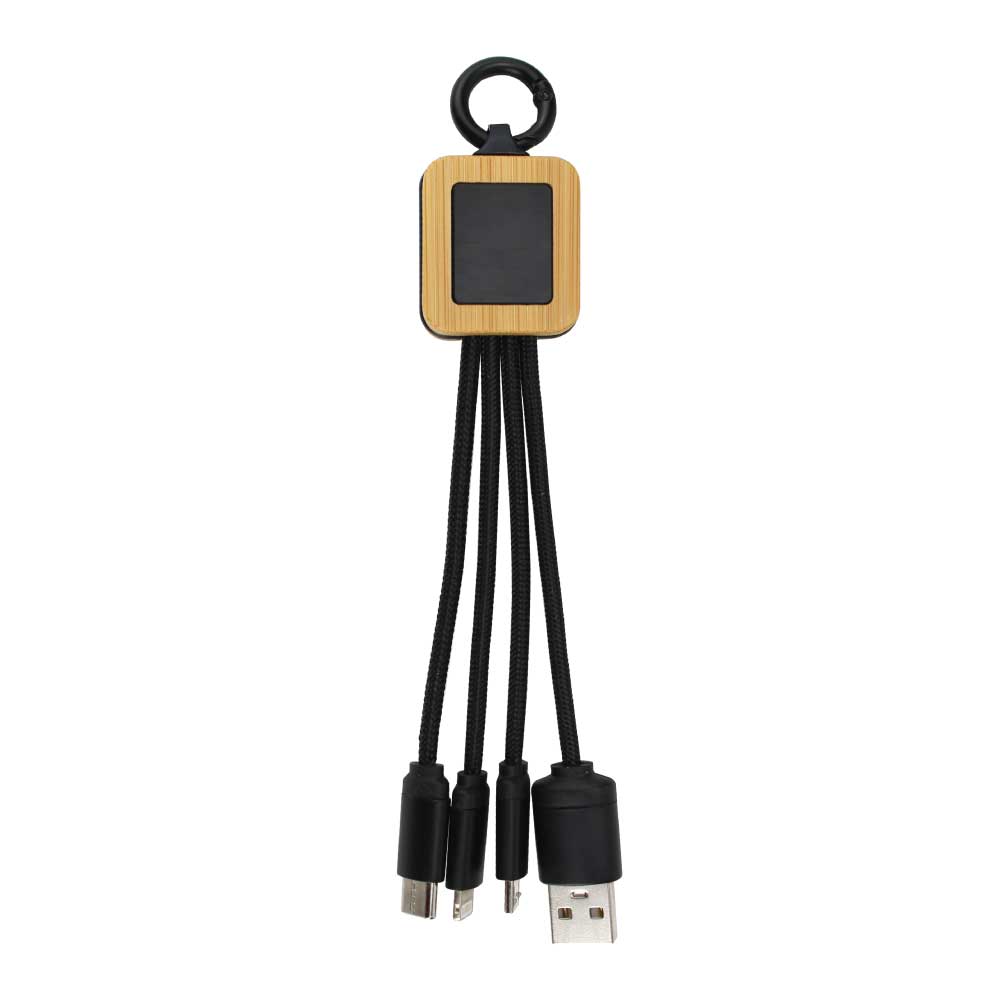 Bamboo Light Up Logo Multi-Charging Cables - Promotional Gift Preparing LLC
