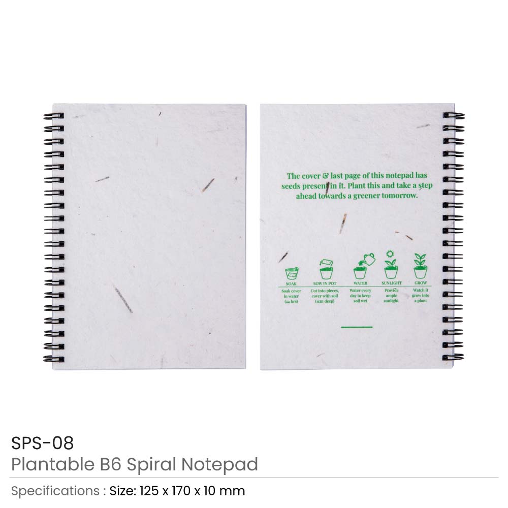 Plantable Notepads B6 with Seed Covers & Spiral Binding | Tezkargift