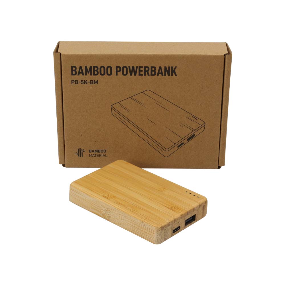 Bamboo Powerbank 5000 mAh Type C Input and Output - Promotional Gift ...