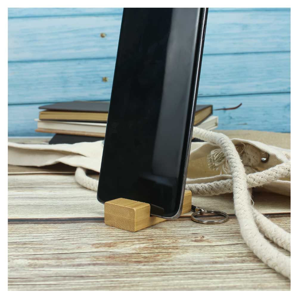 Bamboo Phone Stand Keychain - Promotional Gift Preparing LLC