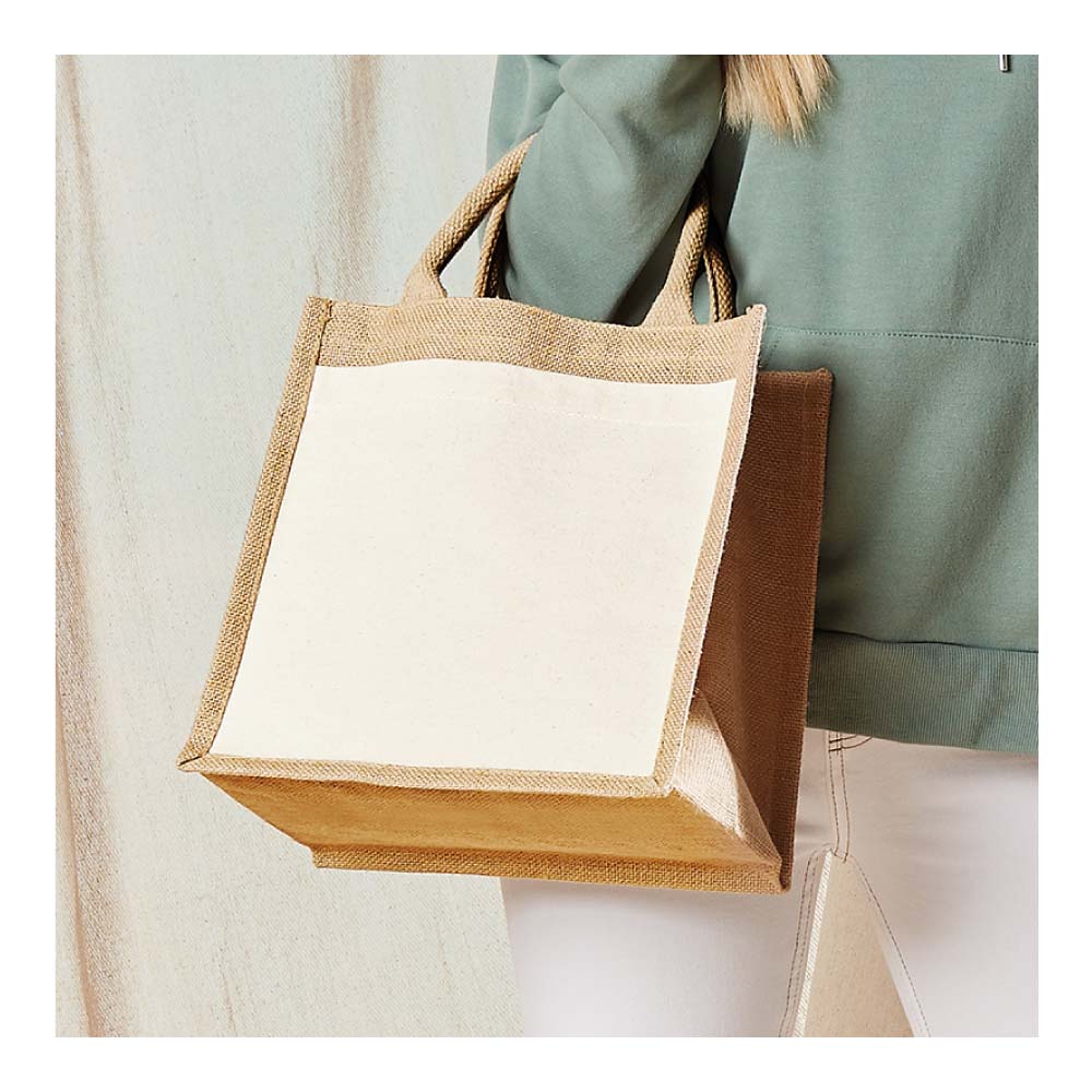 Eco-Friendly Jute Bags with Front Cotton Pocket & Button Closure ...