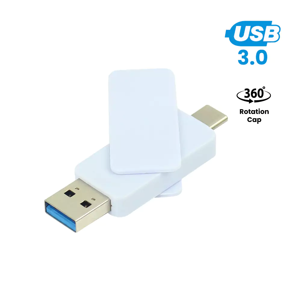 OTG White Swivel USB 64GB V. 3.0 Type C - Promotional Gift Preparing LLC